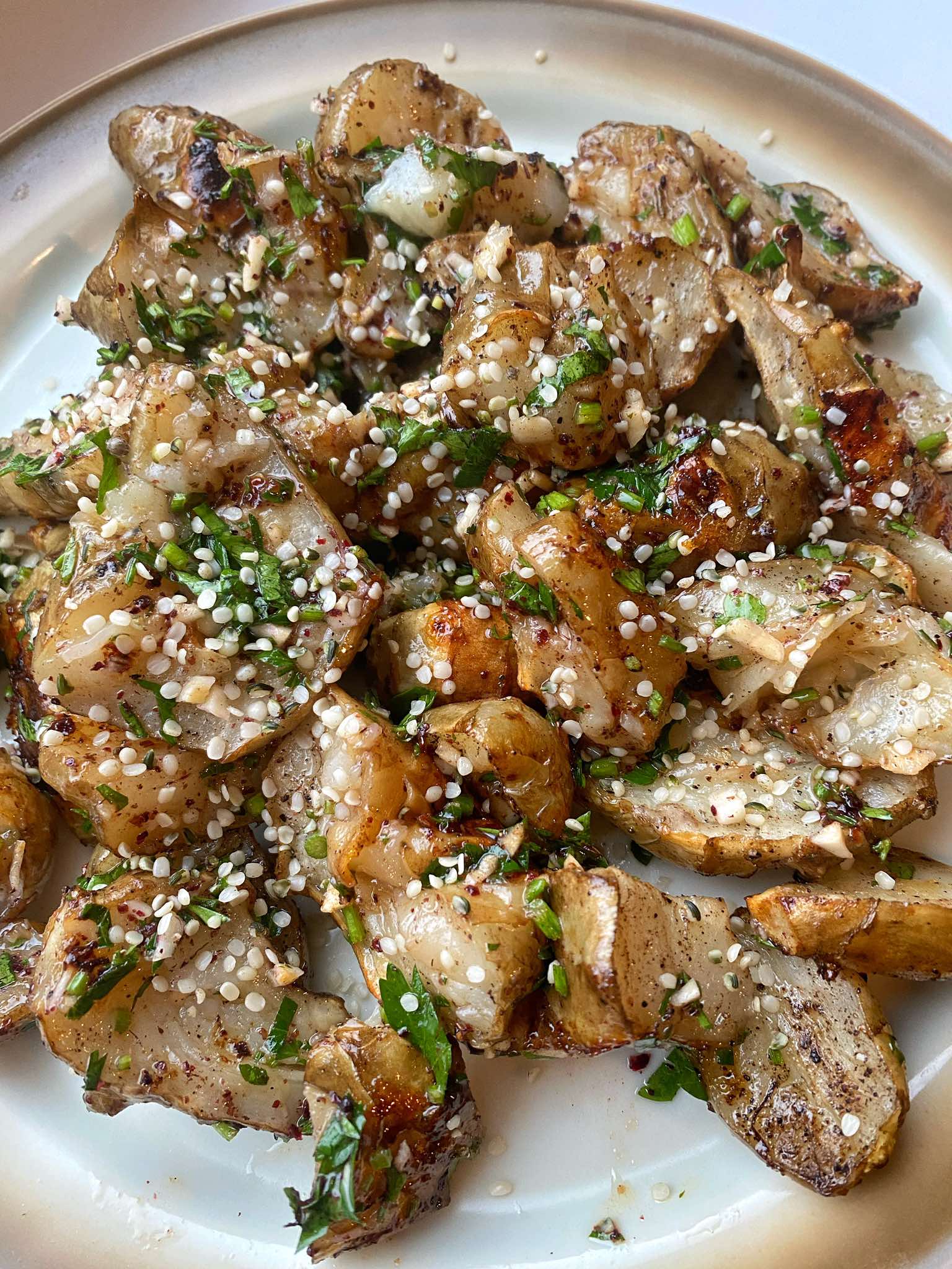 Roasted Sunchokes with Herb Sauce - Tasty Simply Vegan