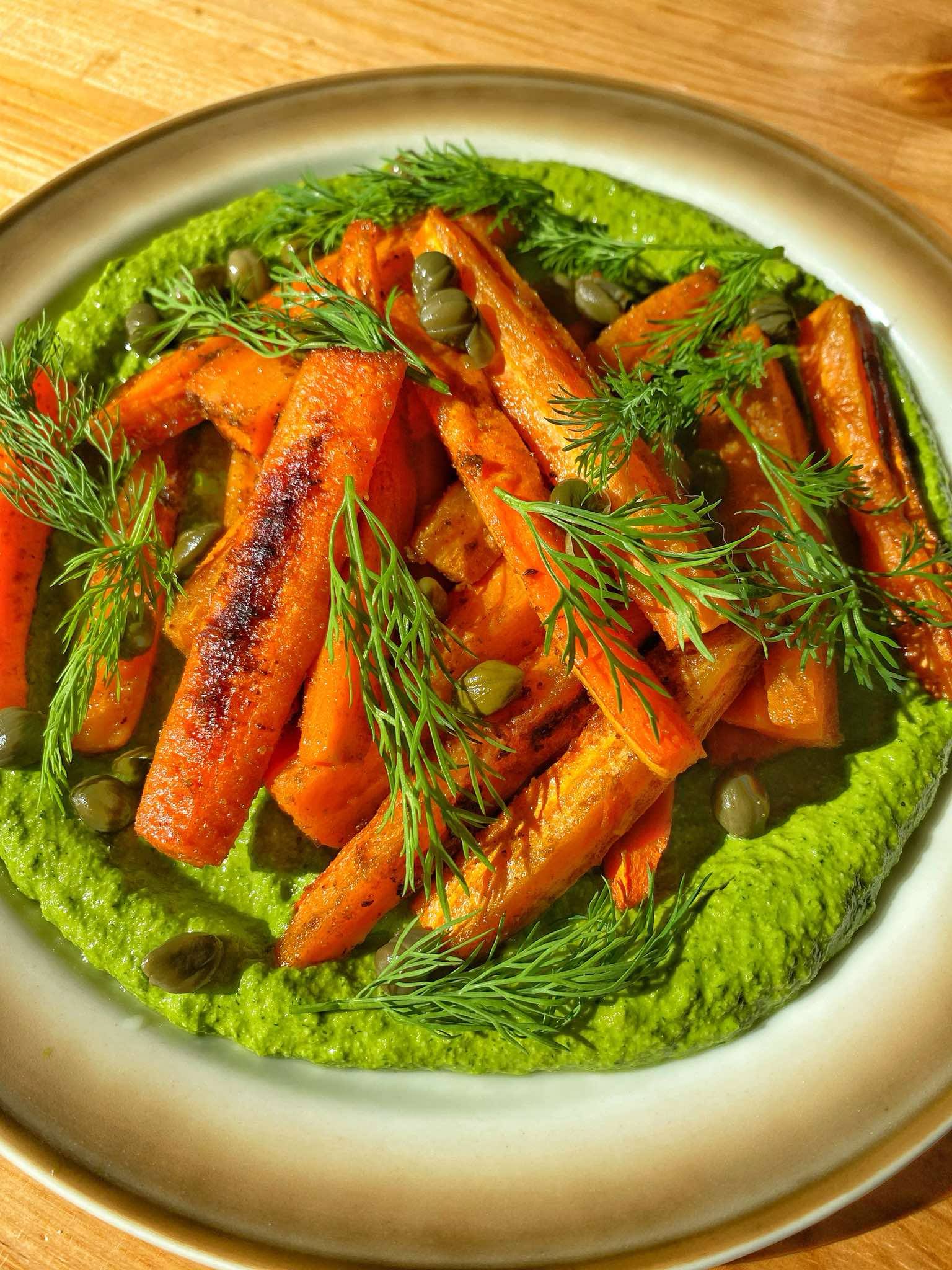 Roasted Carrots with Dill sauce - Tasty Simply Vegan