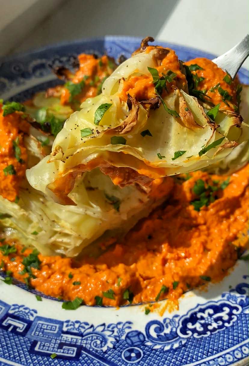 Roasted Cabbage with Romesco - Tasty Simply Vegan