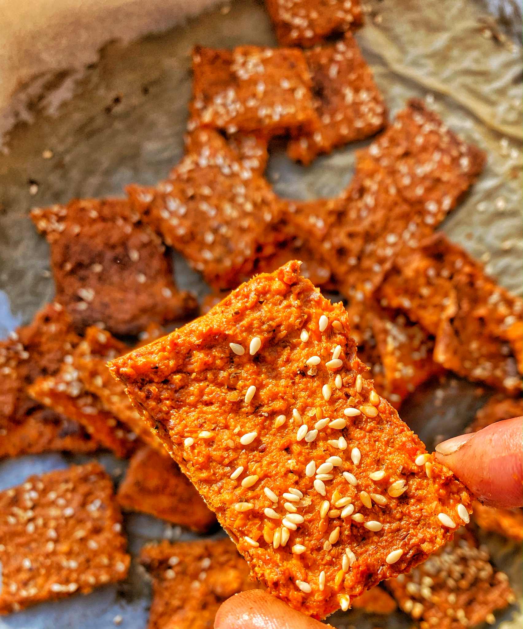 Red Pepper Oat Crackers - Tasty Simply Vegan